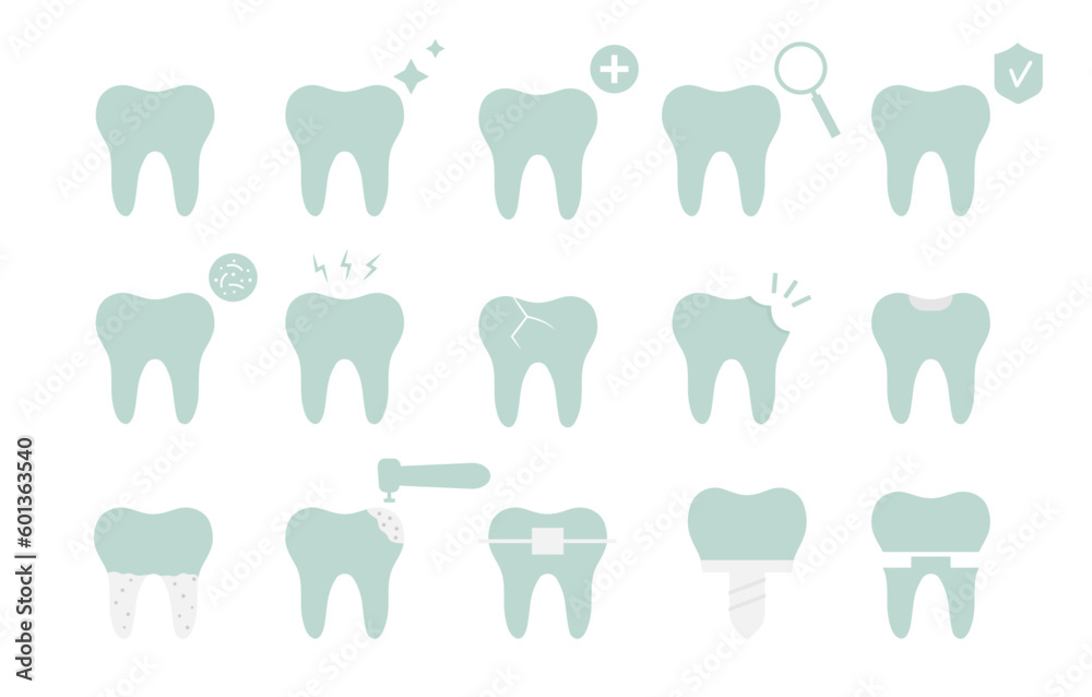 Tooth and teeth oral care. Icon set. Dental hygiene, dentist therapy ...