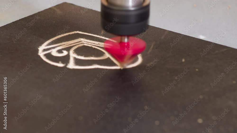 CNC Router Machine Engraving MDF Wood corner Calligraphy on Black paint ...