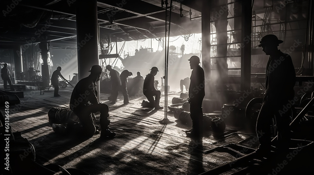 The oil rig workers are the unsung heroes of the oil industry. Captured ...