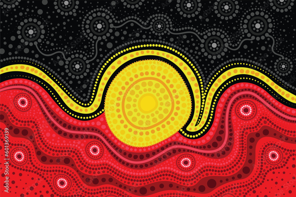 Vetor de Dot art painting of aboriginal influence with the colors of ...