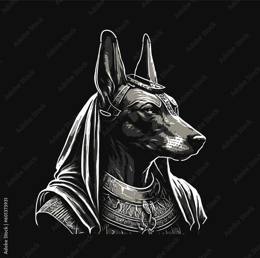 Egyptian anubis. Animation portrait Ancient Egyptian god Anubis.Black ...