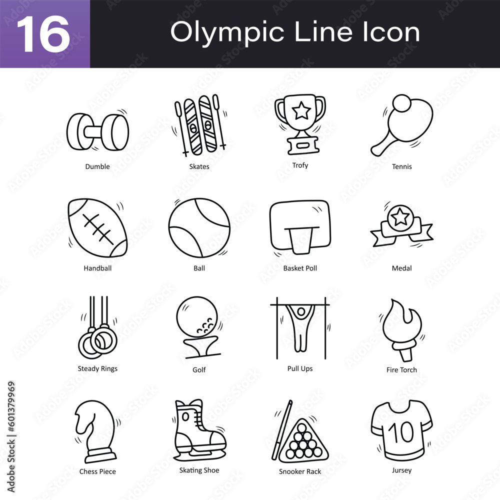 Olympic Outline Hand Draw icon Set 02. EPS 10 File Stock Vector | Adobe ...