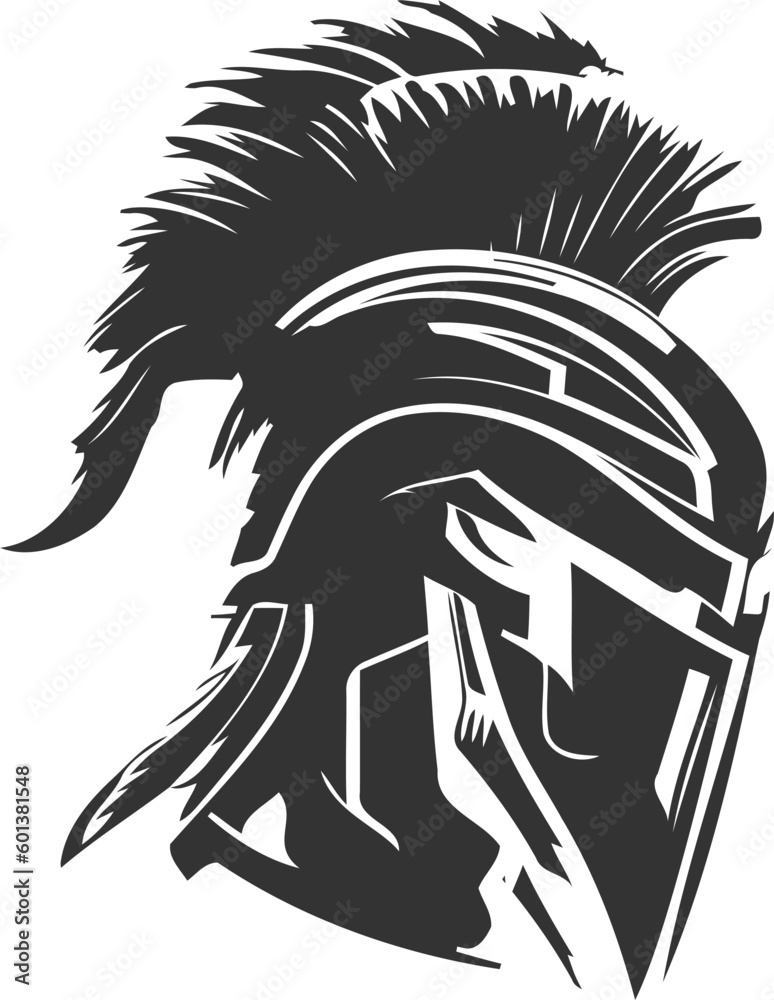 This vector illustration features a stylized Spartan warrior in full ...
