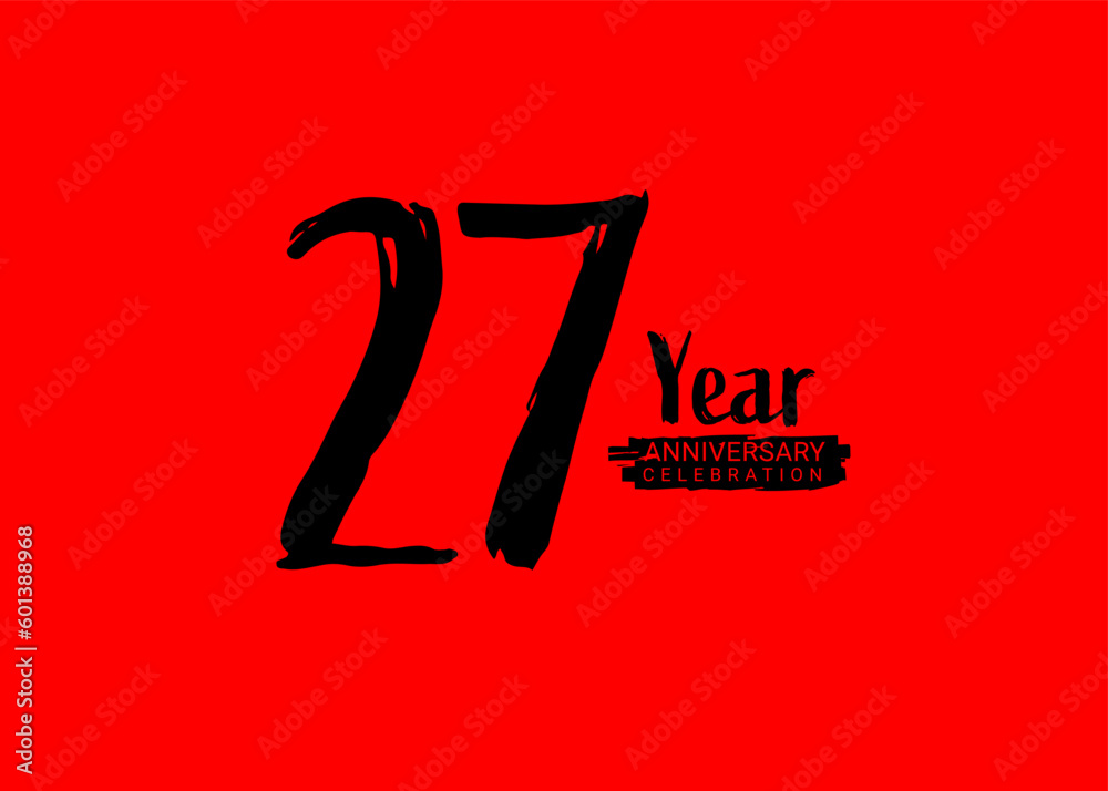27 Years Anniversary Celebration logo on red background, 27 number logo ...