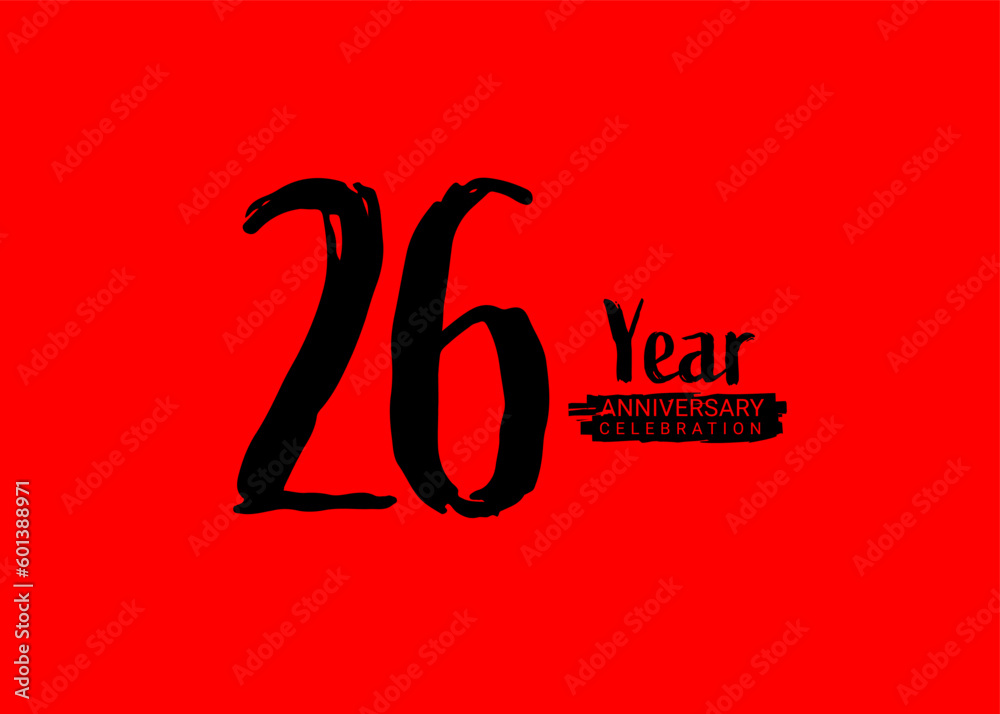 26 Years Anniversary Celebration logo on red background, 26 number logo ...