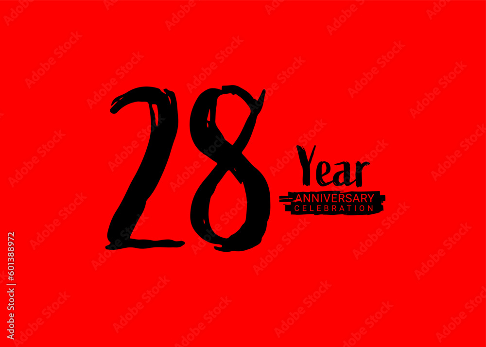 28 Years Anniversary Celebration logo on red background, 28 number logo ...