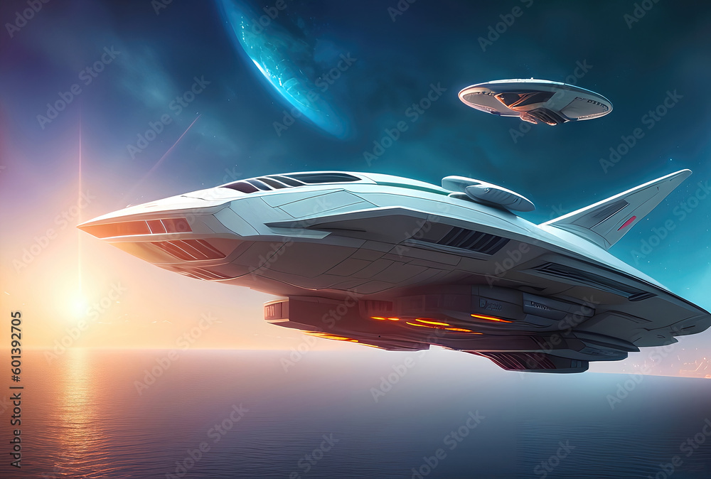 Spaceship futuristic design, science fiction wallpaper, illustration of ...