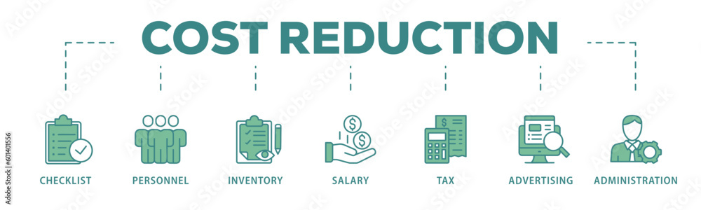 Cost reduction banner web icon vector illustration concept with icon of ...