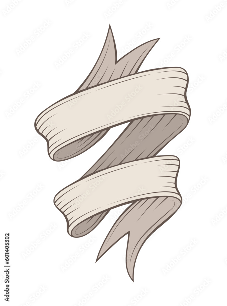 Spiral scroll ribbon with texture. Can be used for invitation, banner ...