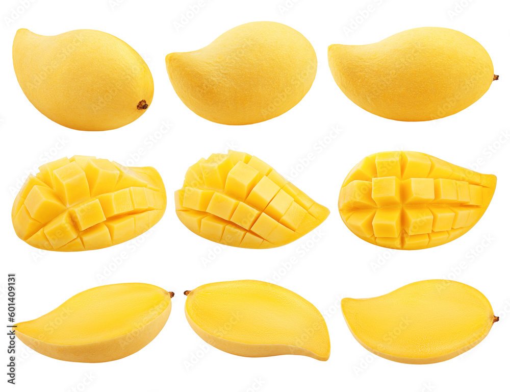 yellow Mango isolated on white background, full depth of field Stock ...