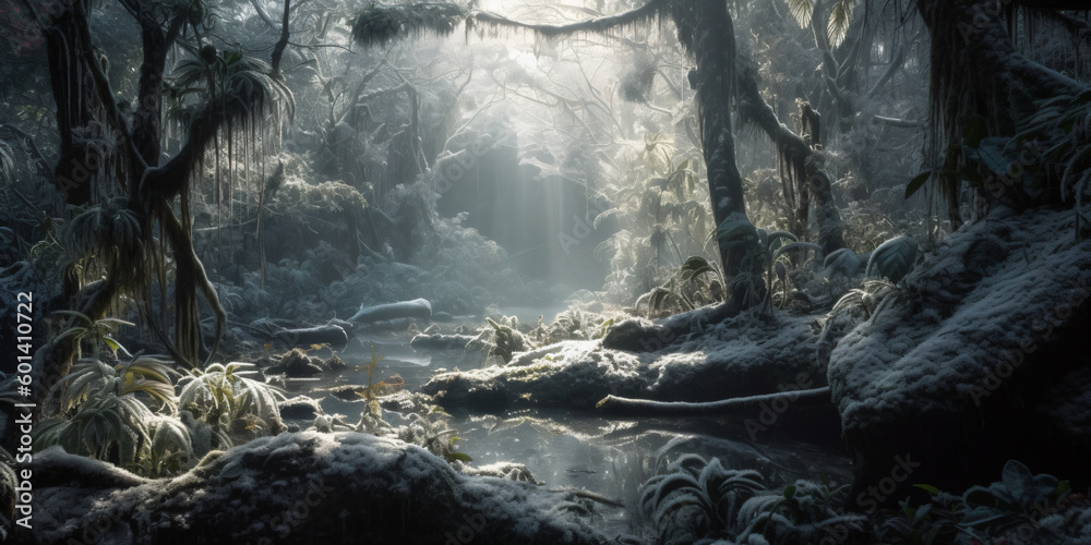 Ice-covered jungle is a unique and striking image that contrasts the ...