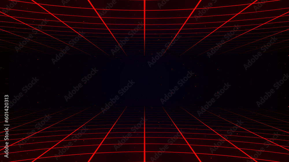 Abstract retro synthwave grid loop animation background 3d render ...