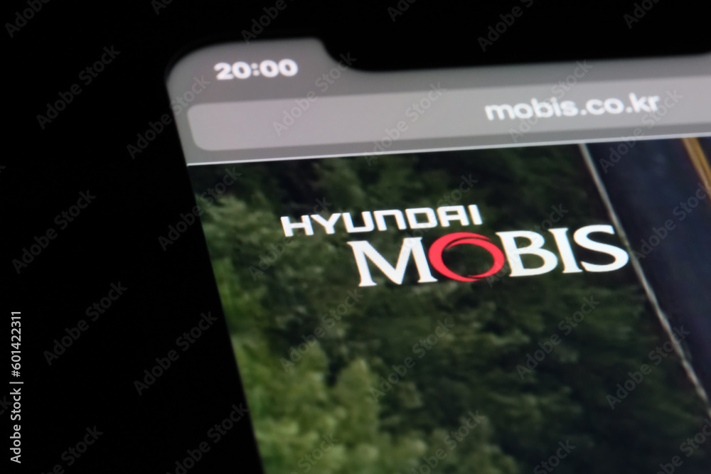 Shanghai,China-May 11th 2023: close up Hyundai Mobis brand logo on ...