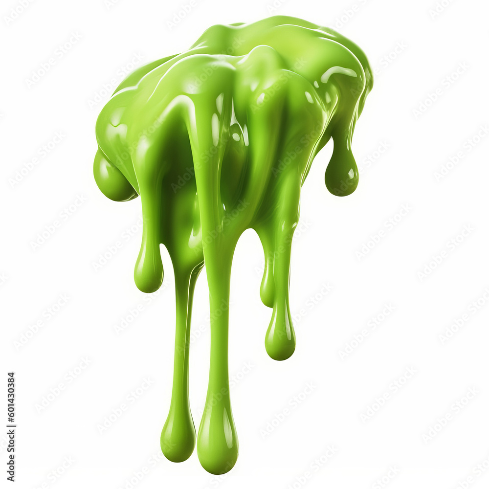 Dripping green slime against a white background. Generative ai Stock ...