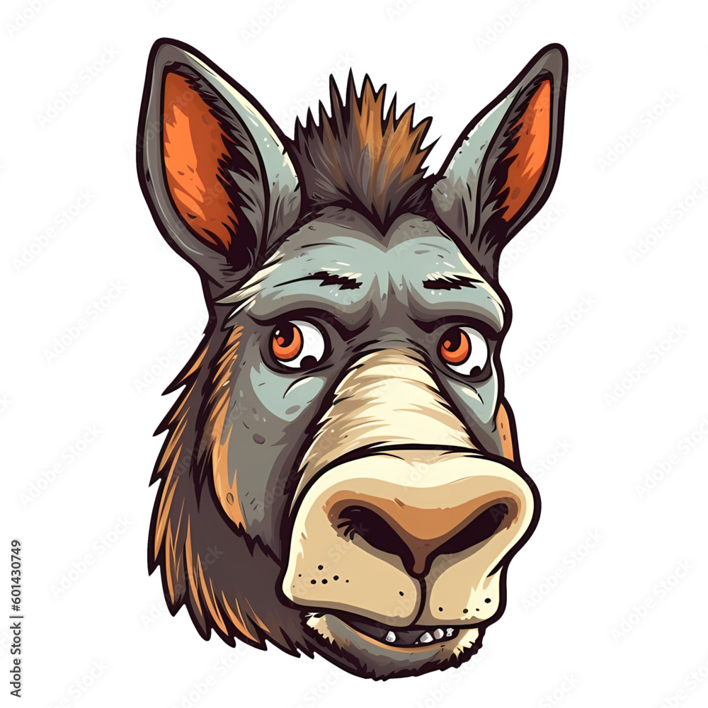 cute cartoon donkey head illustration Stock Vector | Adobe Stock