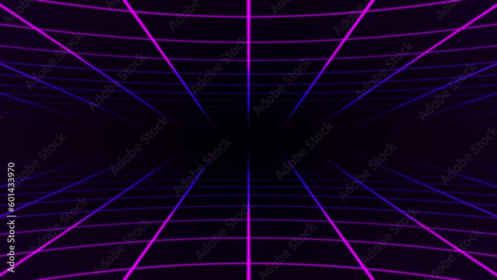Abstract retro-synthwave grid loop animation background 3d render ...