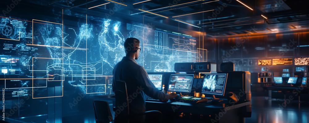 Computer programmer coding on modern computer with AI Artificial Intelligence. digital ...