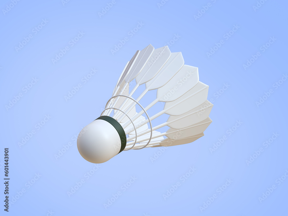 Badminton shuttlecock floating on the side 3D Render for badminton ...