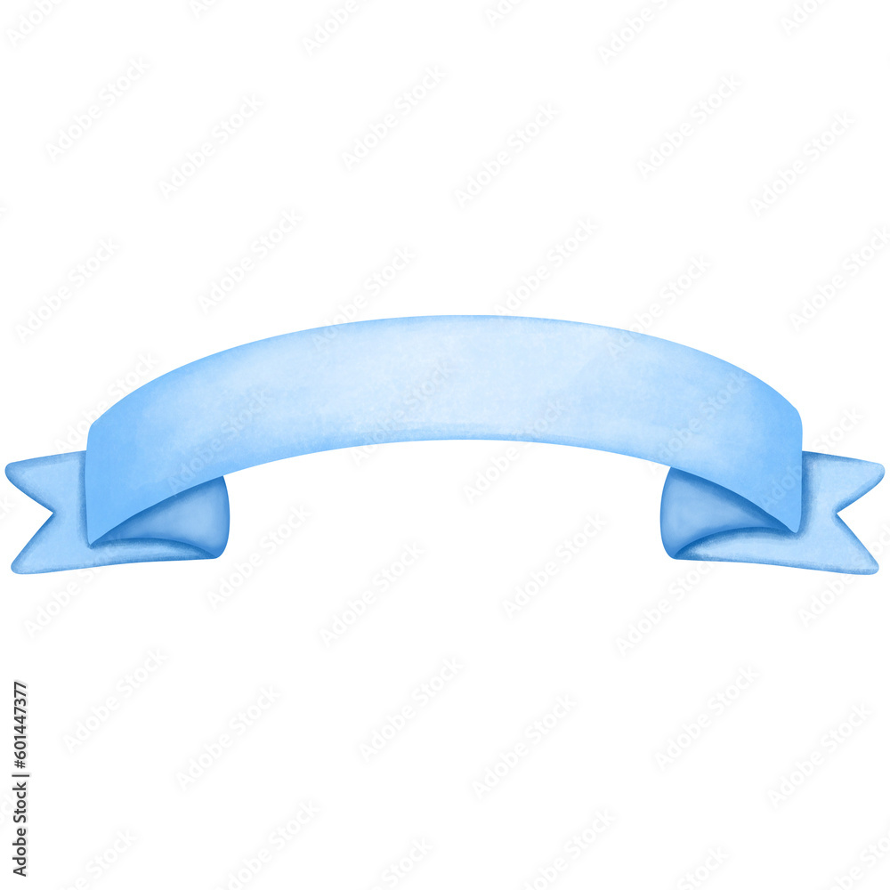 Watercolor banner ribbon clipart. Hand drawn blue banner ribbon ...