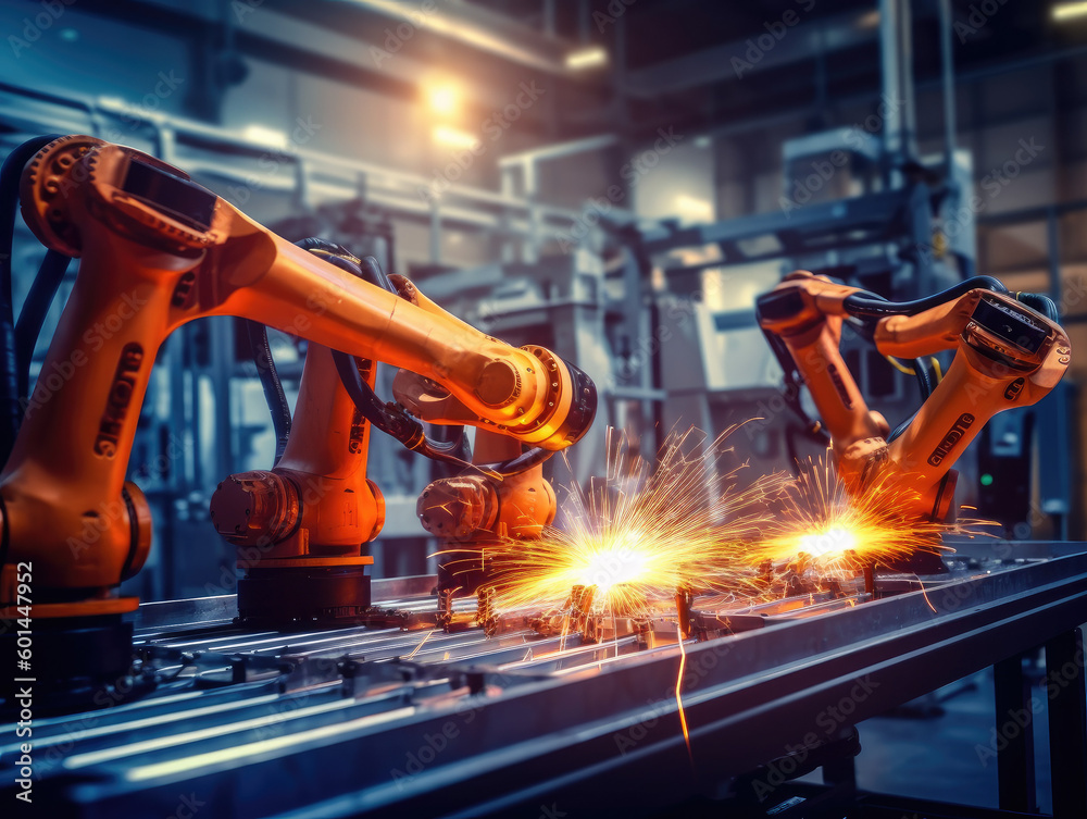 Smart industry robot arms for digital factory production technology ...