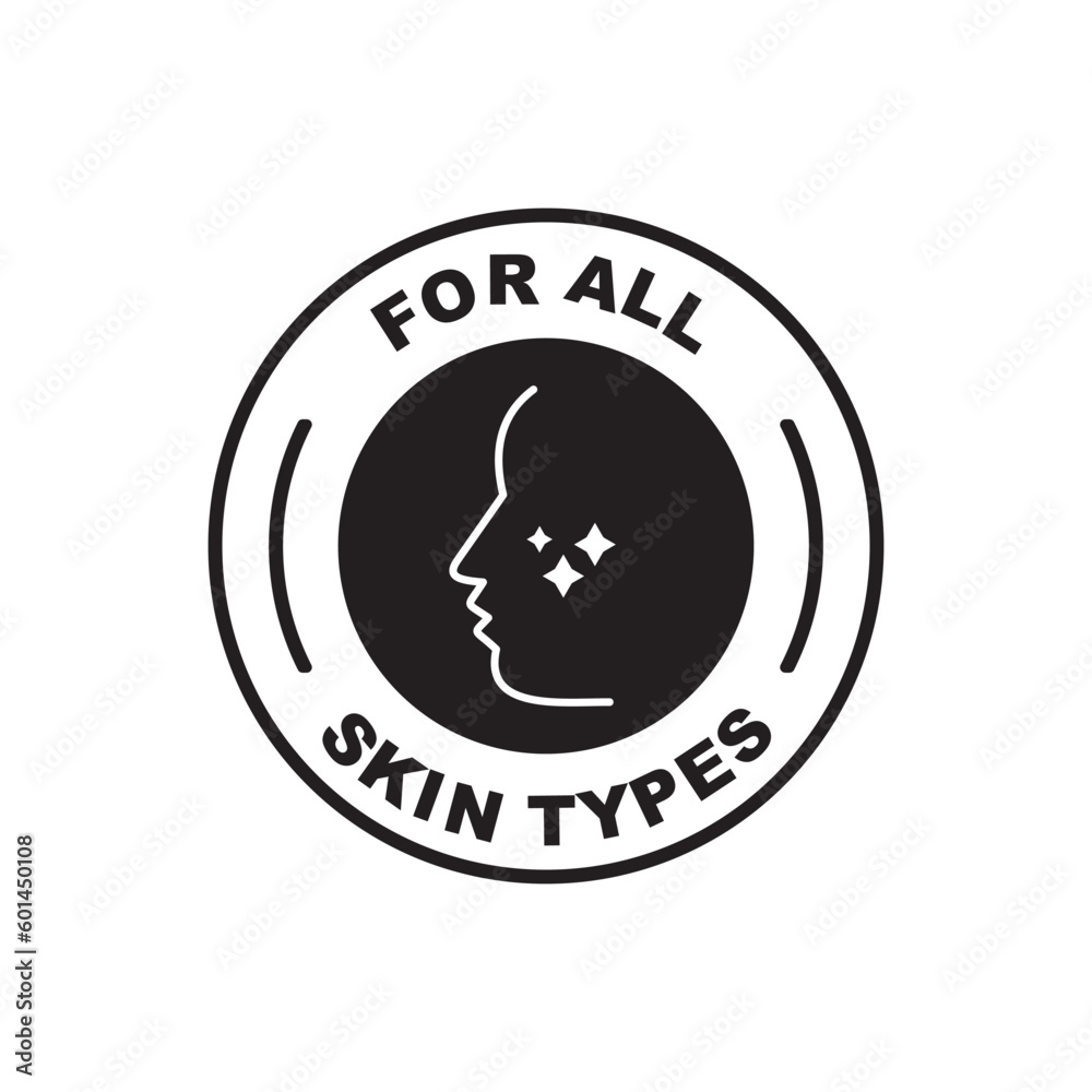 for all skin types icon. suitable for skincare products. color badge ...