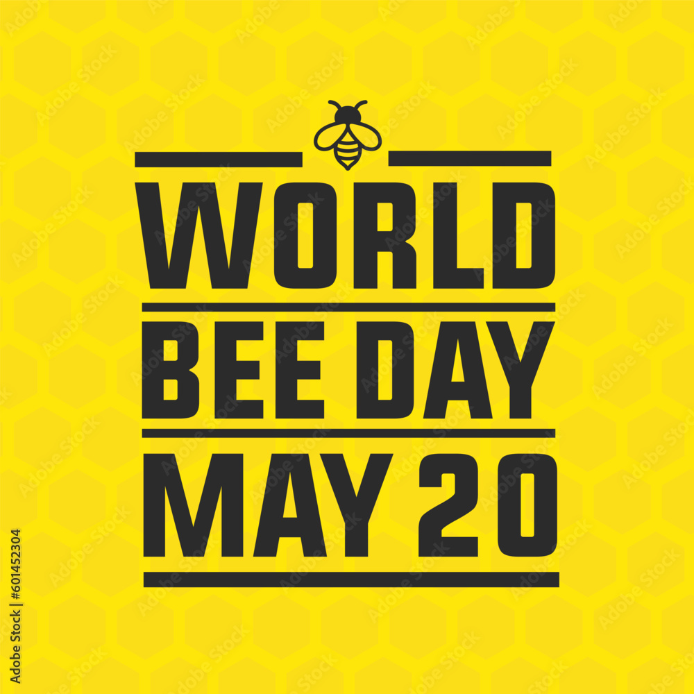 world bee day may 20 vector template design with bee icon and bee hive ...