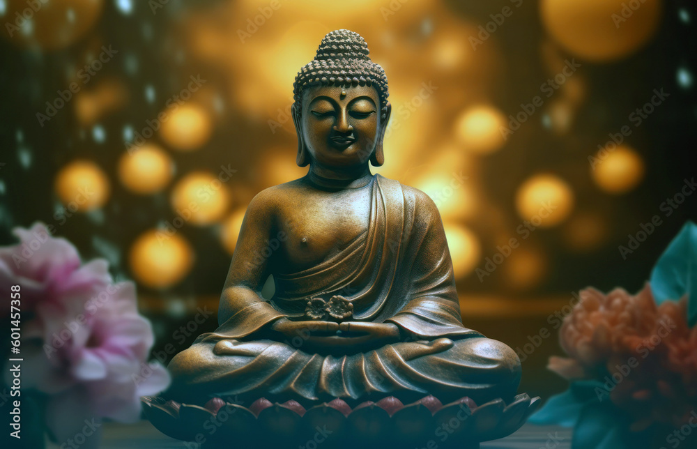 Poster Print golden buddha statue generative ai 40x26.7 cm