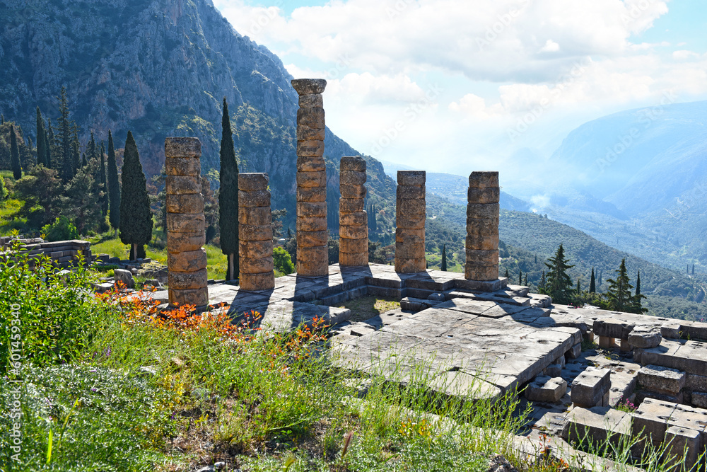 Apollo Temple in Delphi, an archaeological site in Greece, at the Mount ...