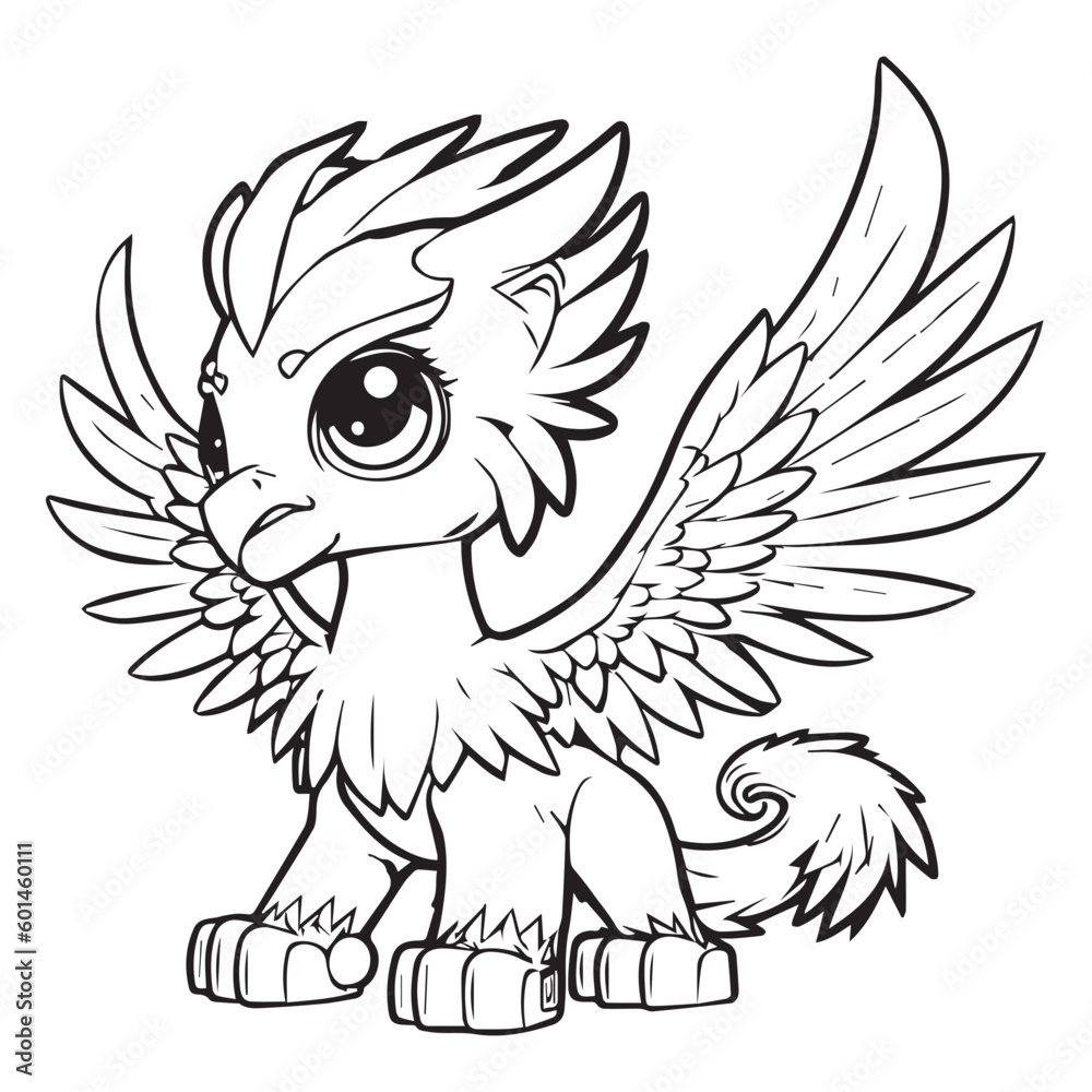 Cute Baby Griffin Dinosaur For Coloring Book Or Coloring Page For Kids ...