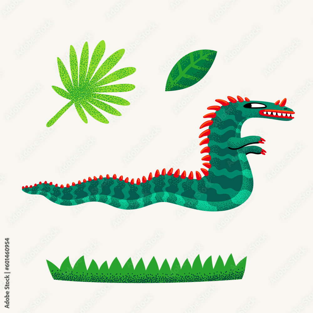 Cute cartoon vector monster. Monster character lizard amphibian with ...