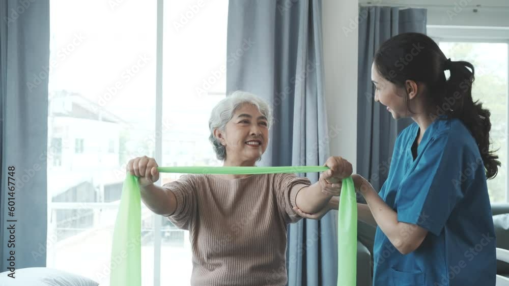Asian senior care nurses and grandmothers provide caring support to ...