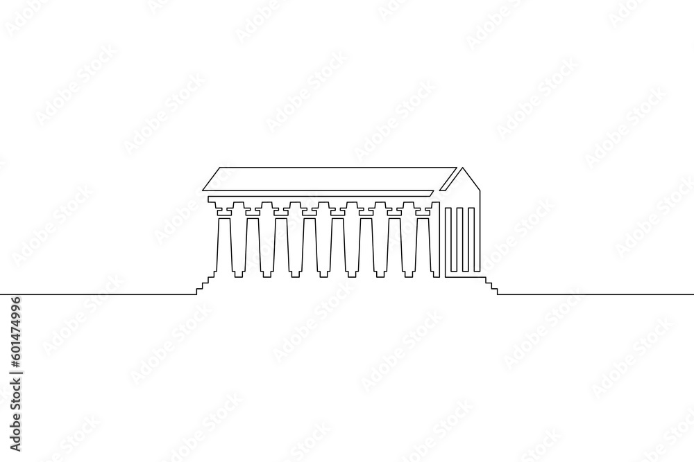 One continuous line. History of architecture. Historic buildings. Tourist attraction. Ancient ...