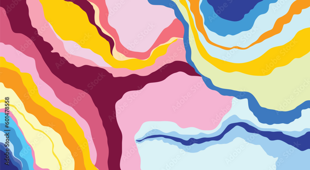 Colorful fluid concept backdrop, oil spill on dark blue. Gradient ...