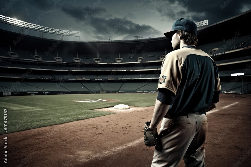 Baseball game in stadium, Sport player (Ai generated) Stock ...