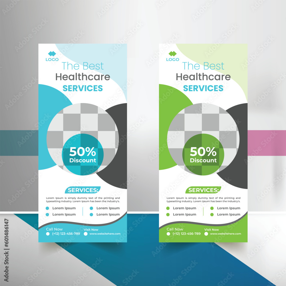 Roll up banner Medical Health care, Vertical banner rollup banner set ...