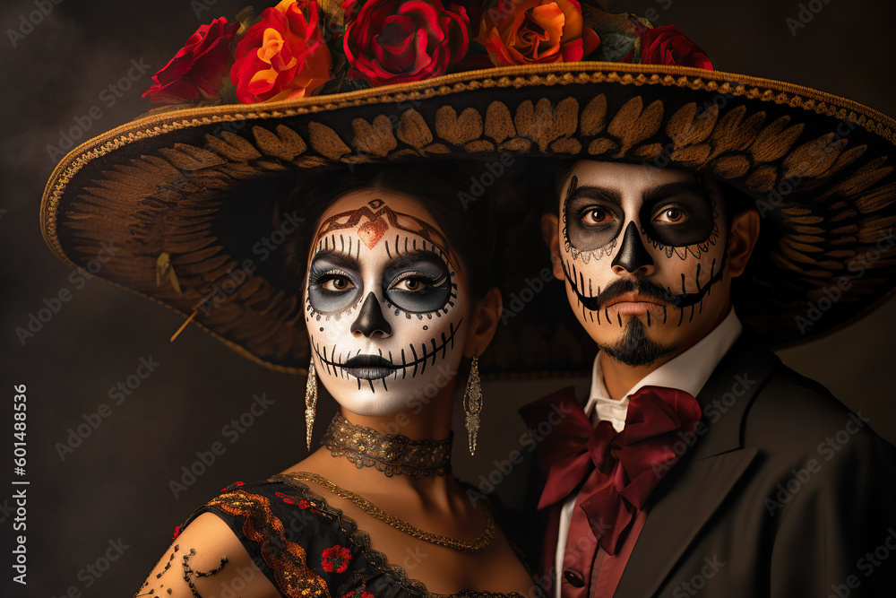 Dia de los muertos, male and female catrina: Catrina and Catrin wearing ...