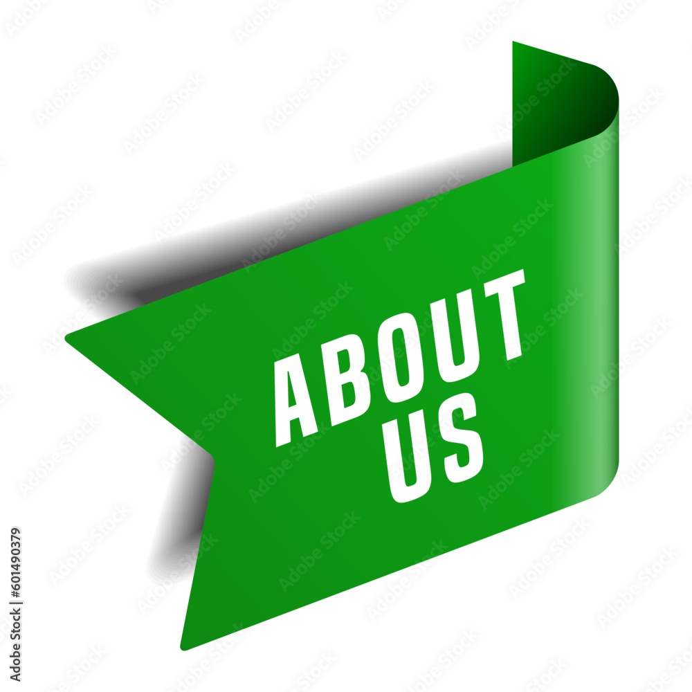 Colorful vector flat design banner about us. This sign is well adapted ...