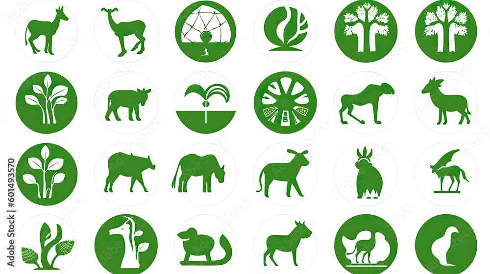 Ecology icon green set collection, With animal logos. Transparent ...