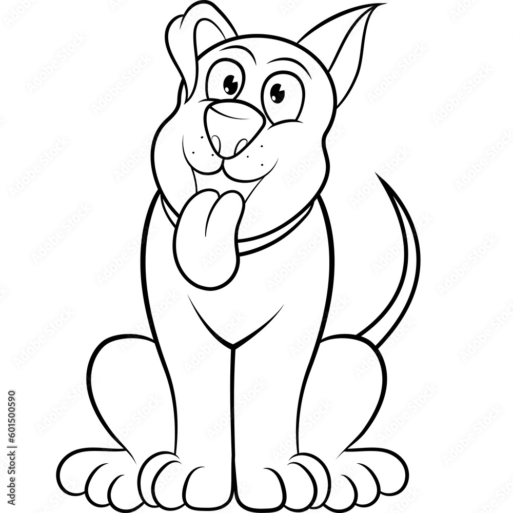 Ilustracion de un perro sin color para imprimir y colorear. Stock ...