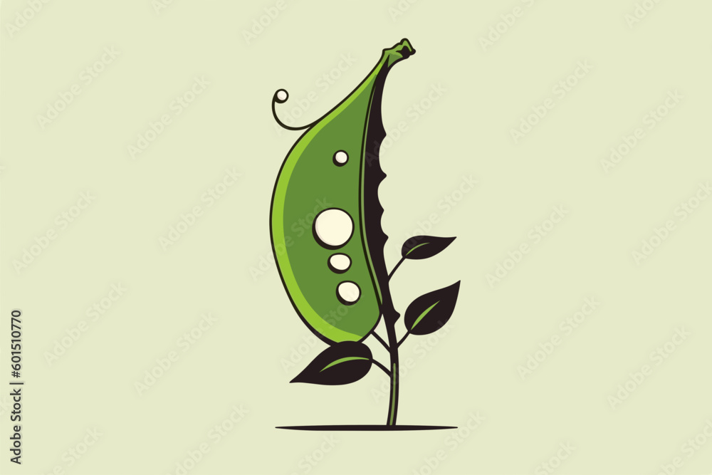Doodle inspired Snow pea, cartoon sticker, sketch, vector, Illustration ...