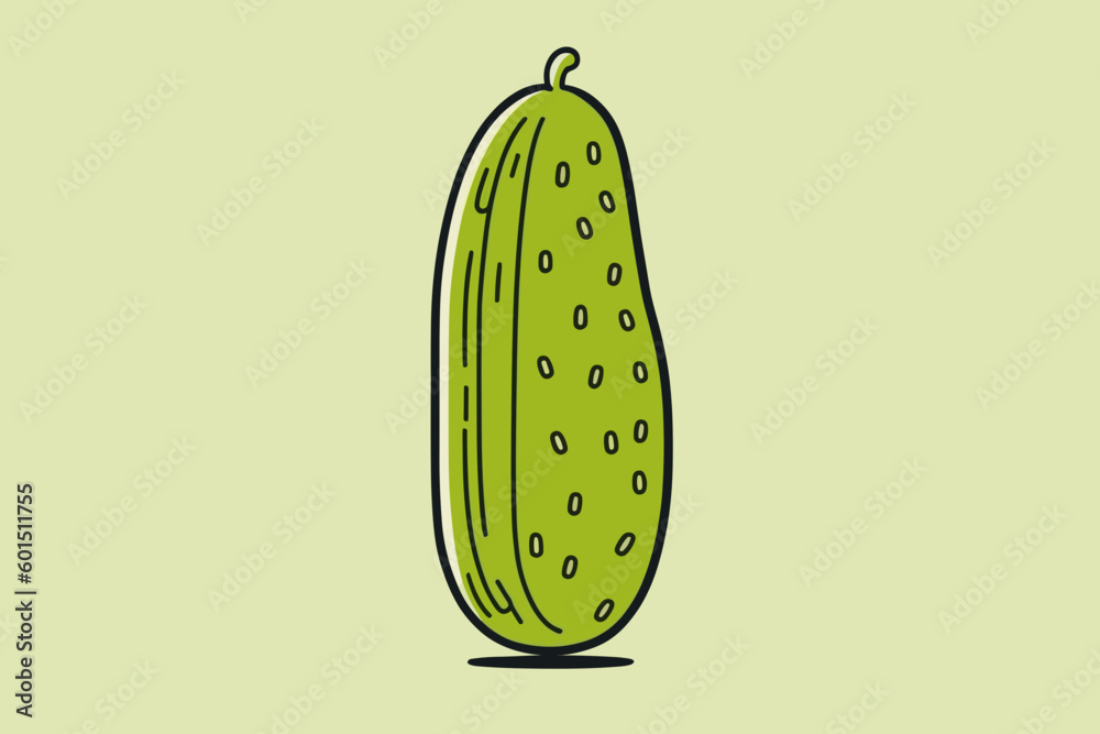 Vetor de Doodle inspired Sweet gherkin pickle, cartoon sticker, sketch ...