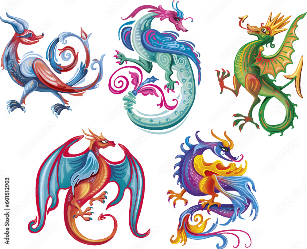Poster Set of medieval mythical creatures – Wall Art | UkPosters