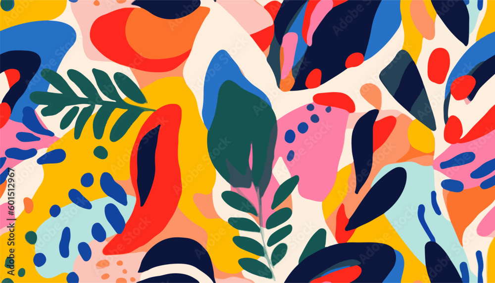 Modern exotic floral jungle pattern. Collage contemporary seamless ...