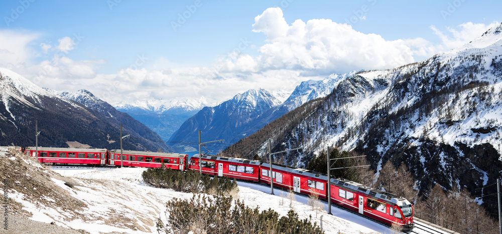 alp gruem, graubuenden / switzerland - 25 04 2023: a train of the ...