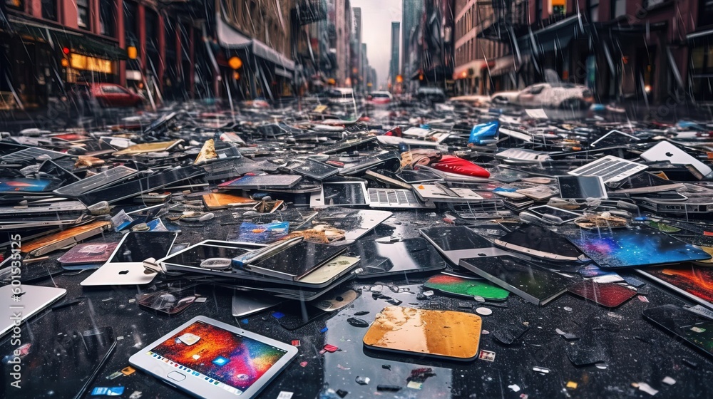Discarded cellphones, mobile phones, and other electronics on the ...