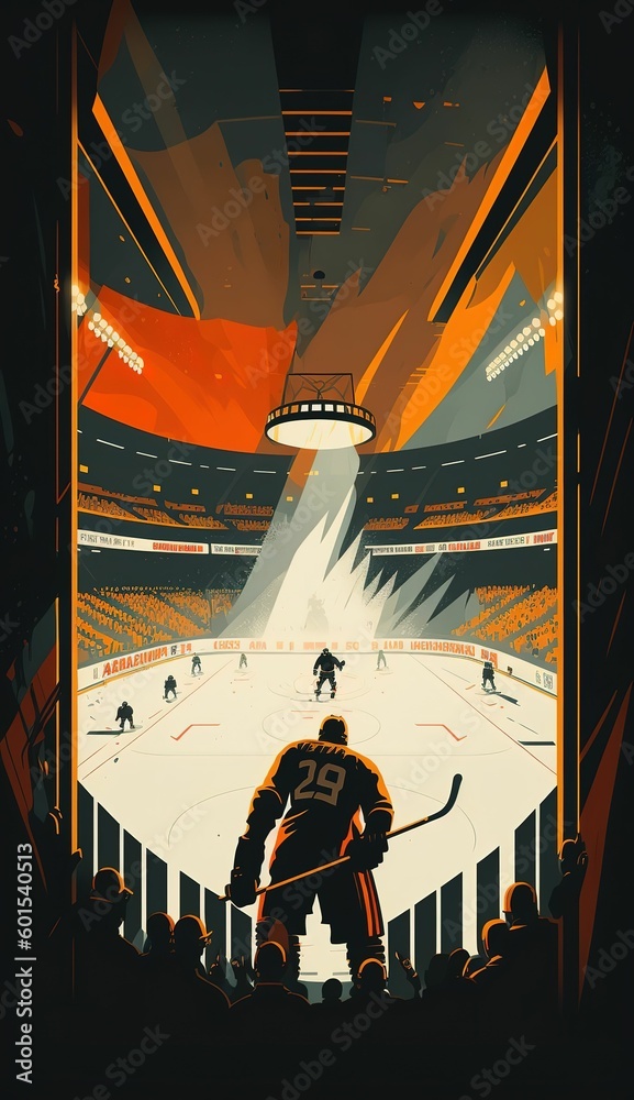 NHL ice hockey sport illustration wallpaper background flat cartoon ...