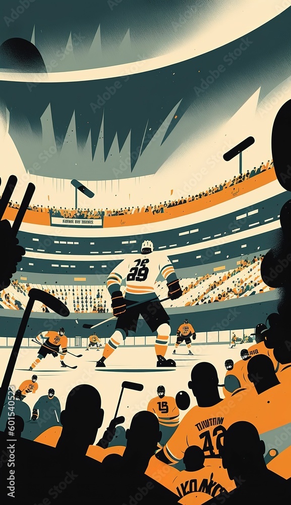 NHL ice hockey sport illustration wallpaper background flat cartoon ...