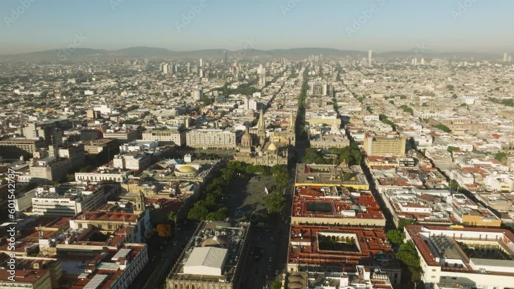 Mexico Guadalajara City aerial view of latin city streets. Mexican ...