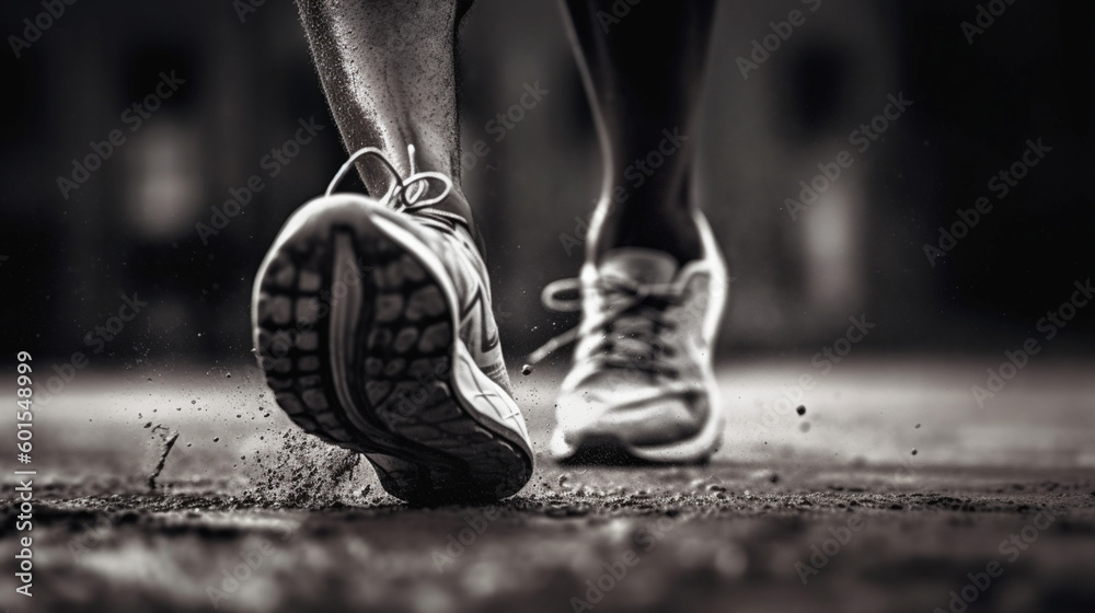 Group of runners with closed legs running on the ground. Athletics in ...
