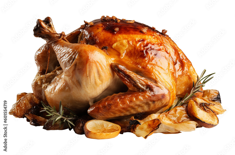 Roast chicken in transparent background. Generative AI. Stock ...